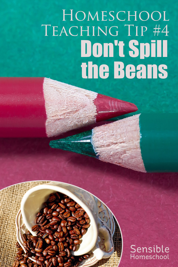 The Sensible Homeschool - Homeschool Teaching Tip #4: Don’t Spill the Beans